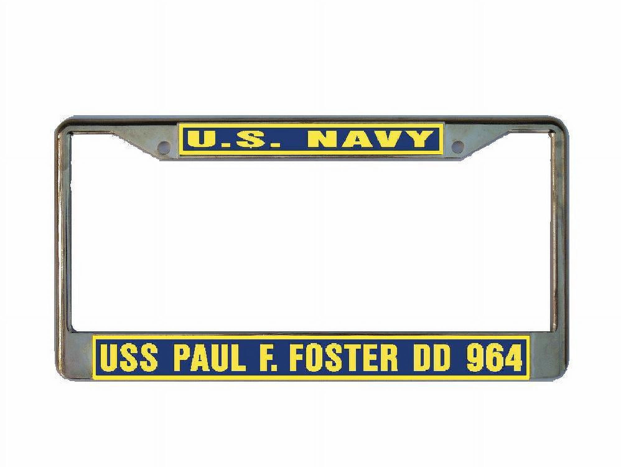 USS PAUL F FOSTER DD 964 License Plate Frame Gold Chrome Metal Military ...