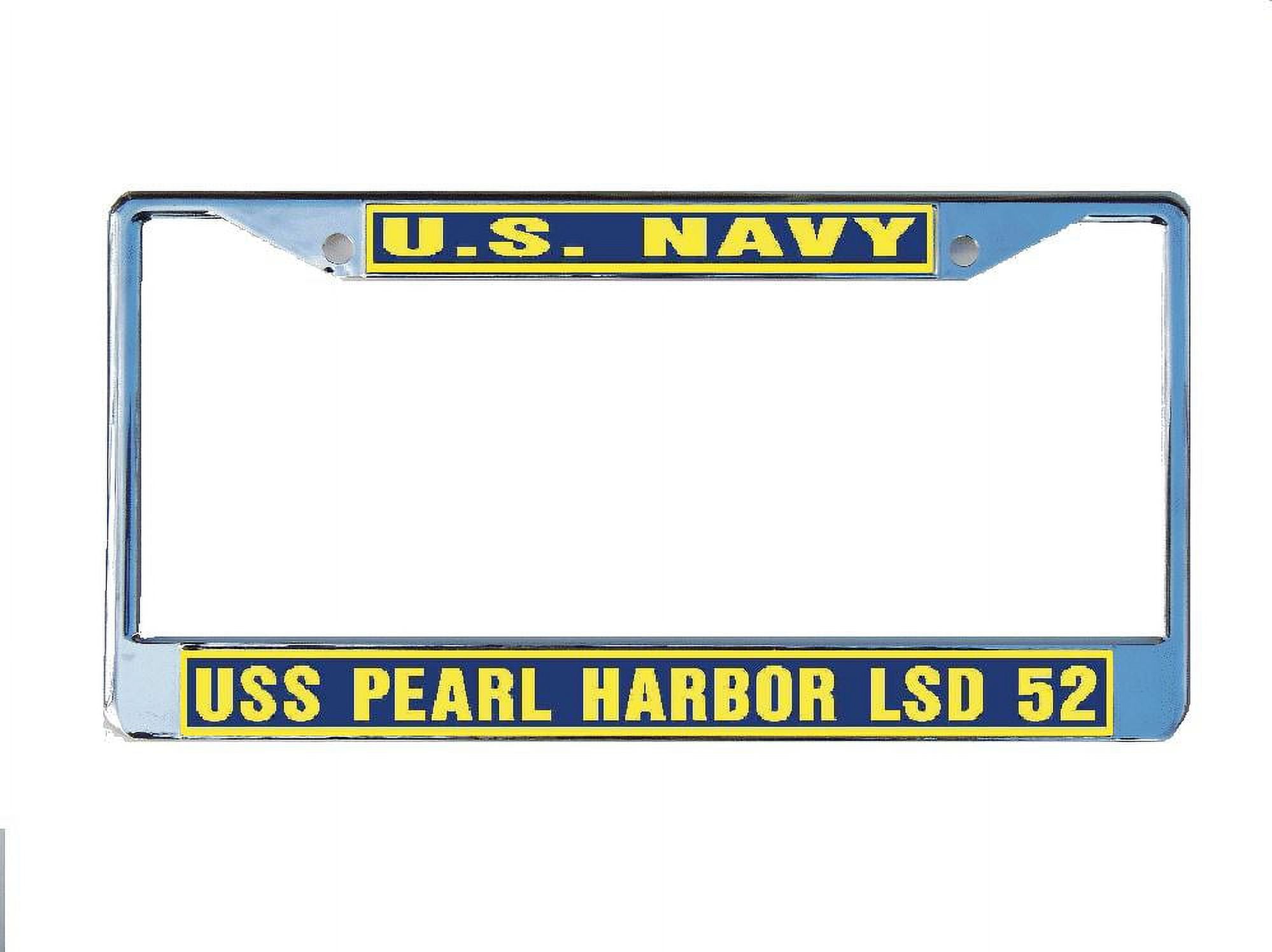 USS PEARL HARBOR LSD 52 License Plate Frame Chrome Metal Military Navy ...