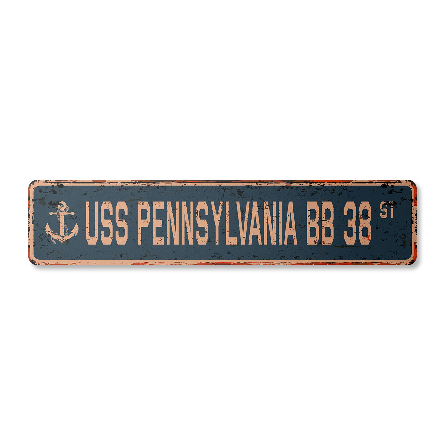 USS PENNSYLVANIA BB 38 Vintage Plastic Street Sign us navy ship veteran ...