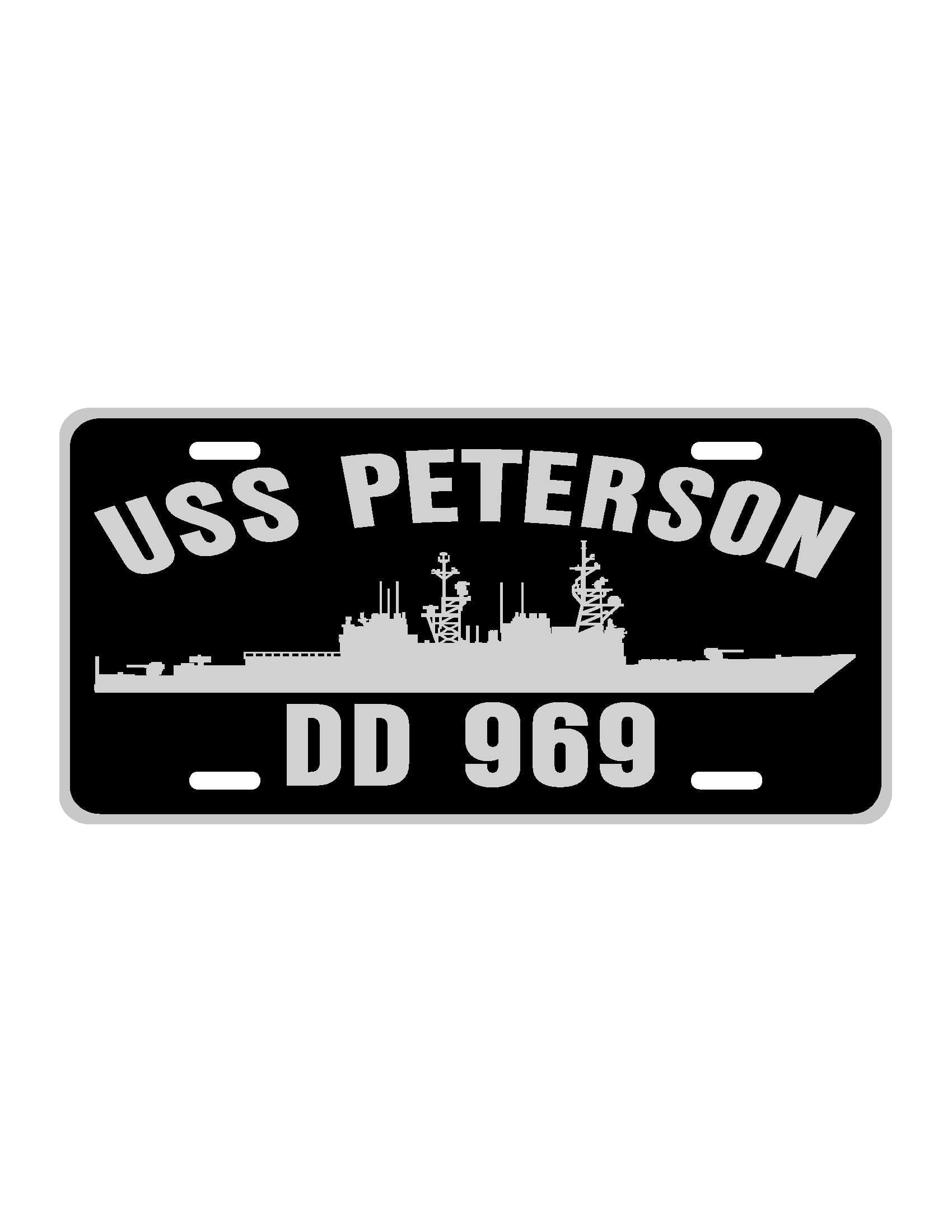 USS PETERSON DD 969 Aluminum License Plate Military Navy USN Car Truck ...