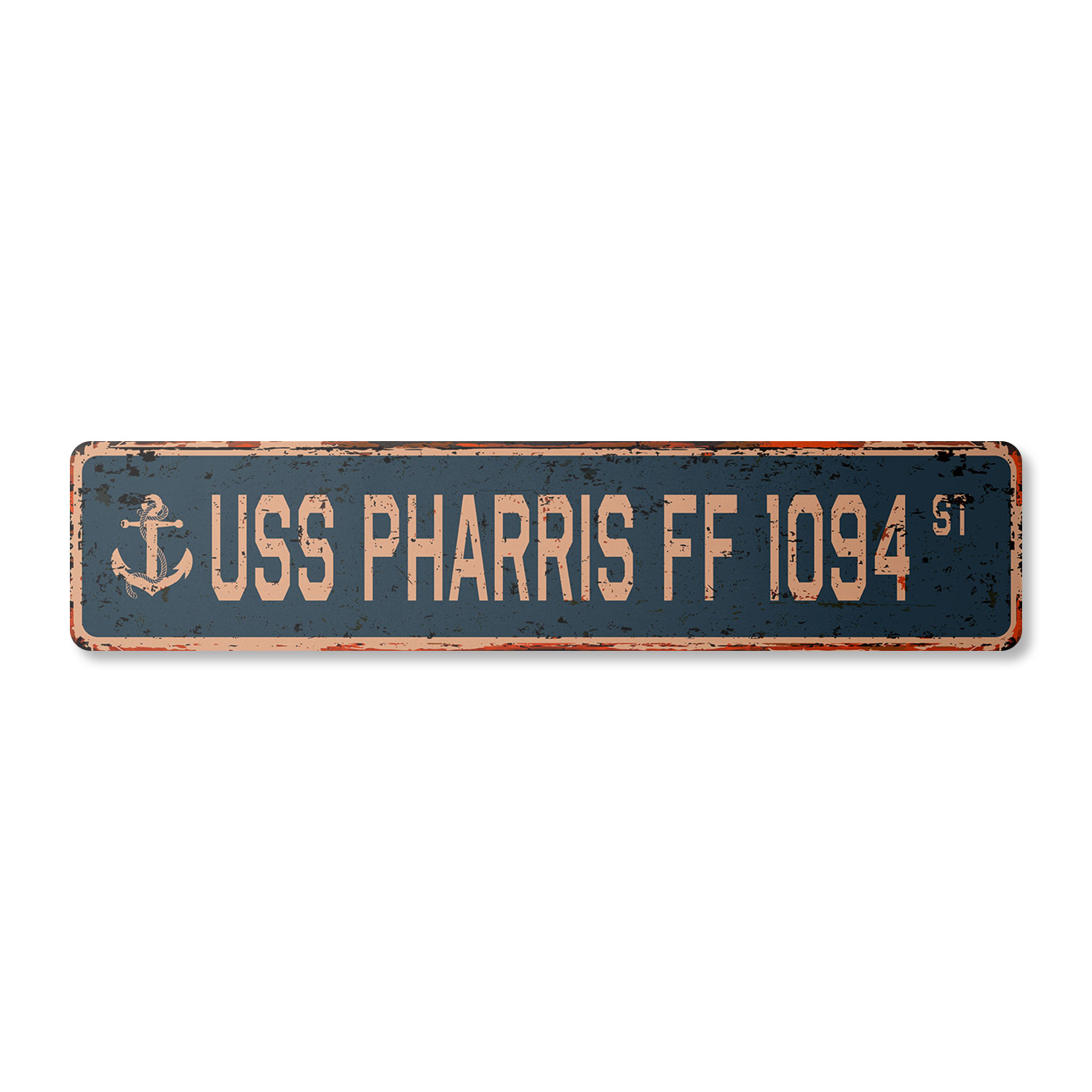 USS PHARRIS FF 1094 Vintage Aluminum Street Sign us navy ship veteran ...