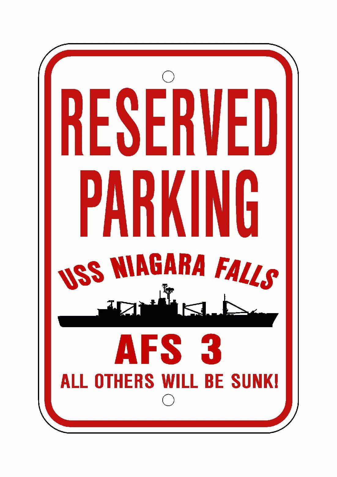 USS PIEDMONT AD 17 Reserved Parking Sign Red / White Aluminum 12" x 18 ...