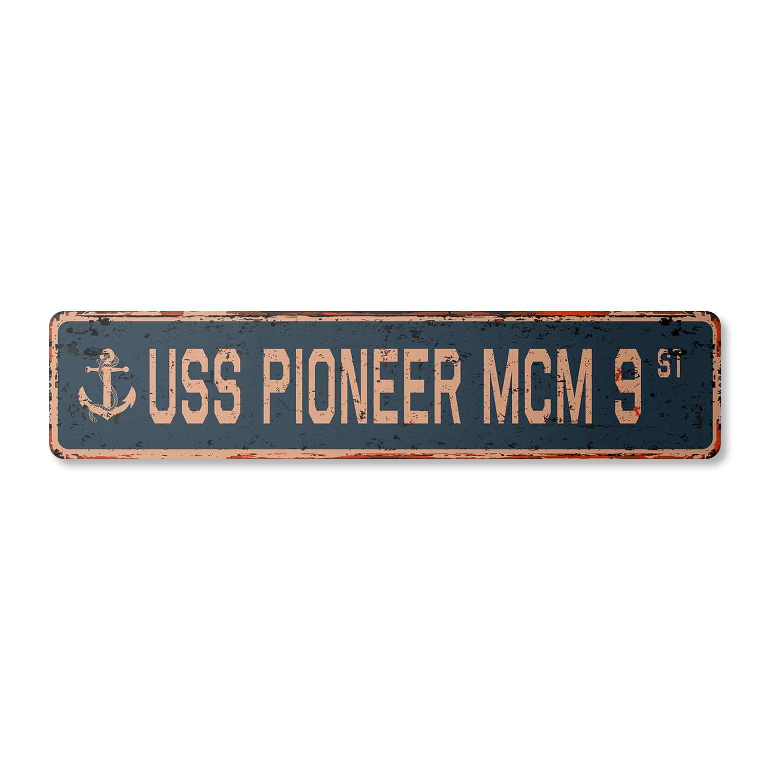 USS PIONEER MCM 9 Vintage Aluminum Street Sign us navy ship veteran ...