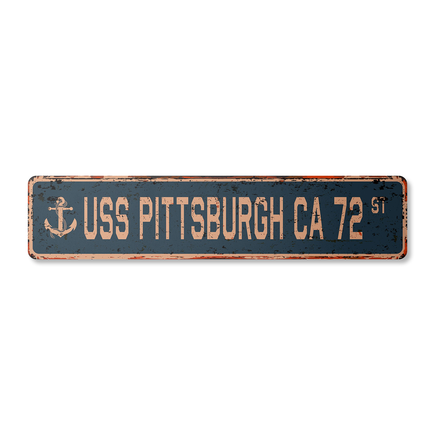 USS PITTSBURGH CA 72 Vintage Plastic Street Sign us navy ship veteran ...