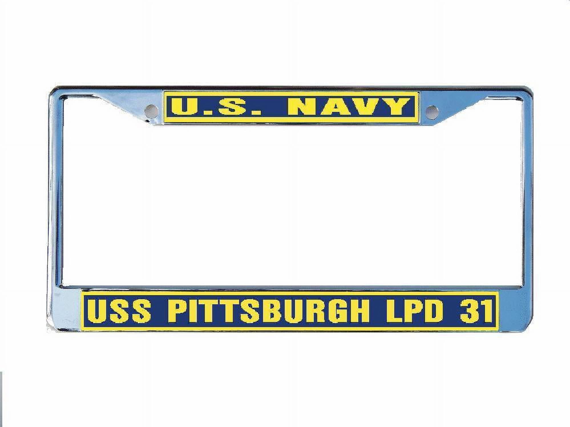 USS PITTSBURGH LPD 31 License Plate Frame Chrome Metal Military Navy ...