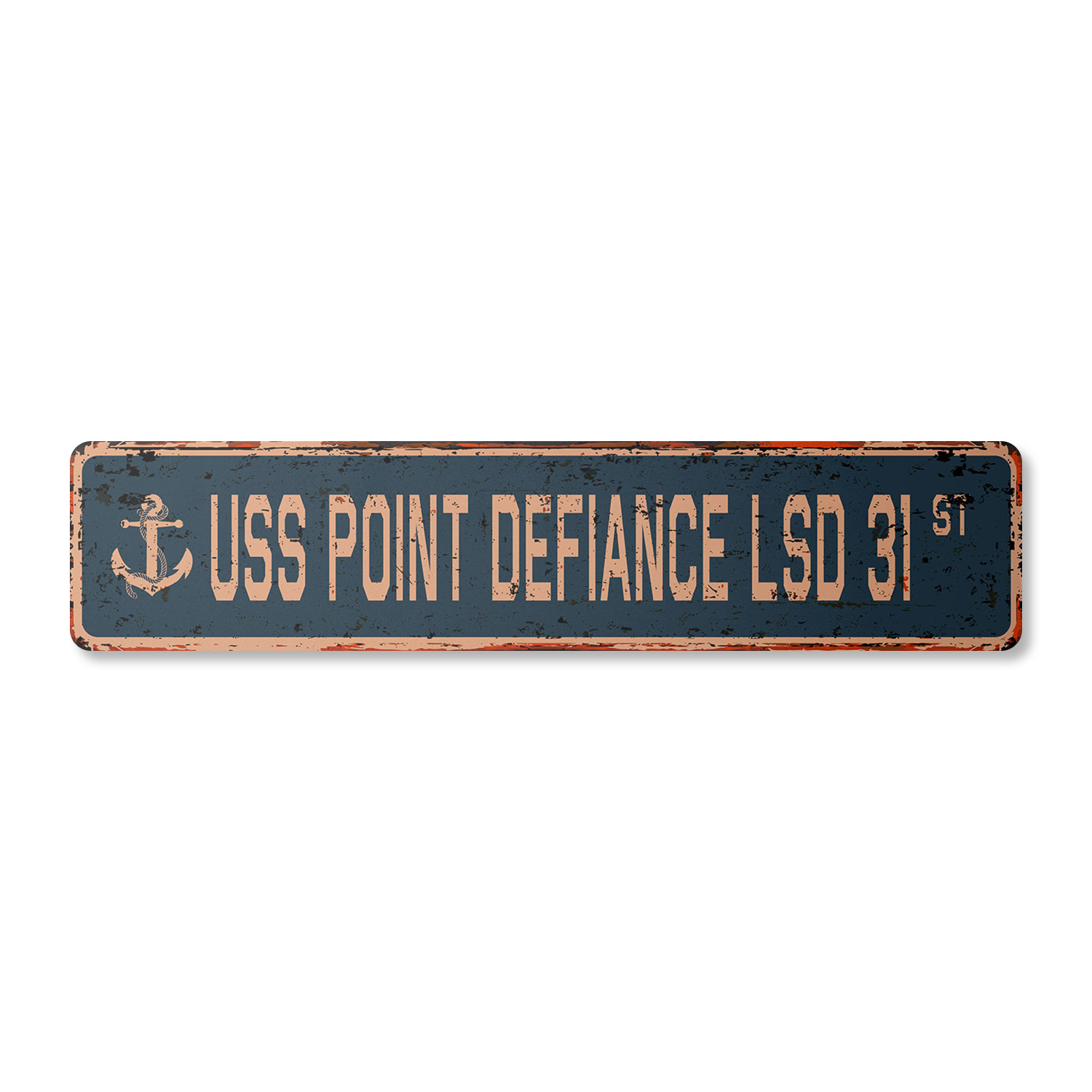 USS POINT DEFIANCE LSD 31 Vintage Plastic Street Sign us navy ship ...