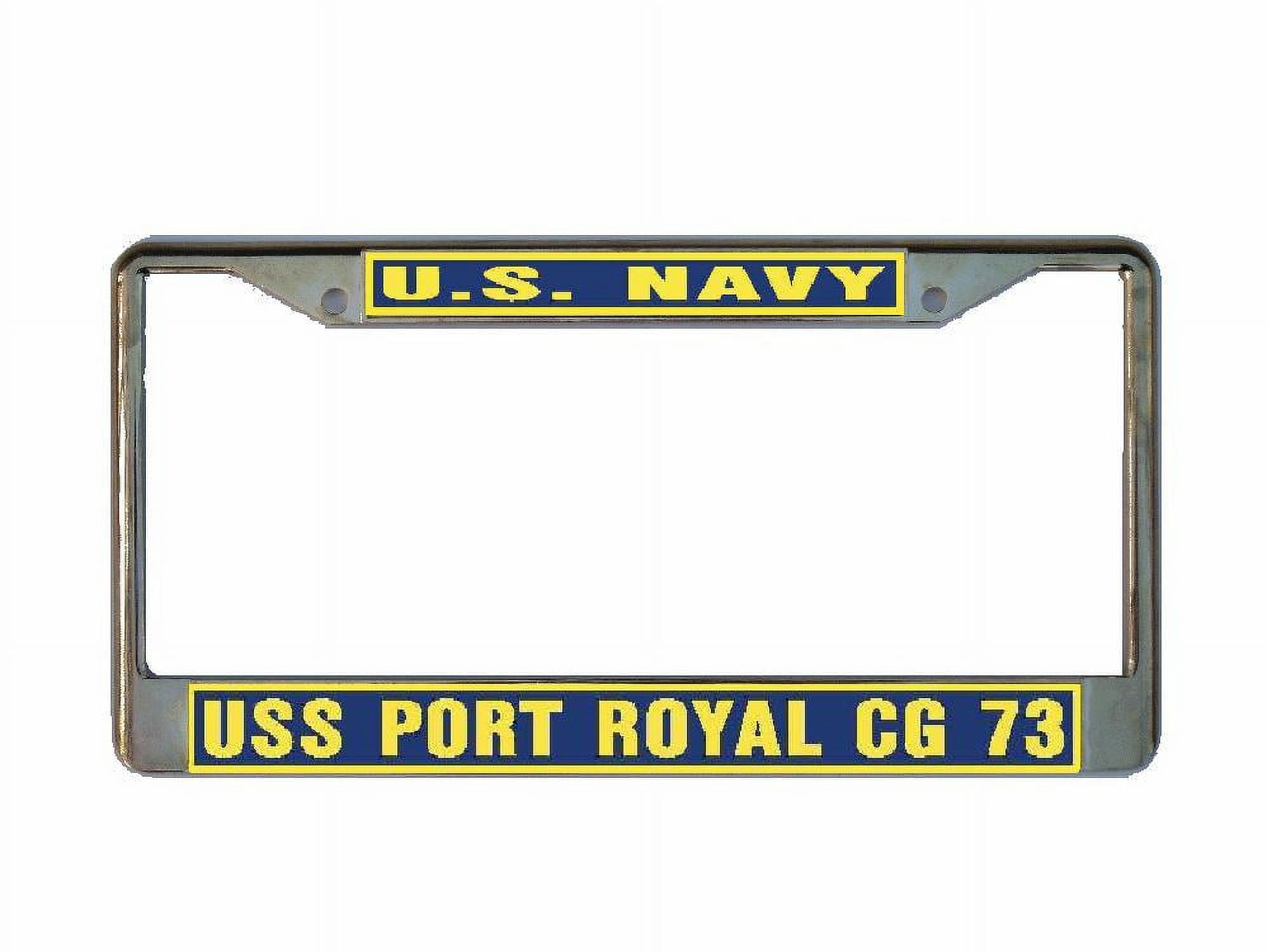 USS PORT ROYAL CG 73 License Plate Frame Gold Chrome Metal Military ...