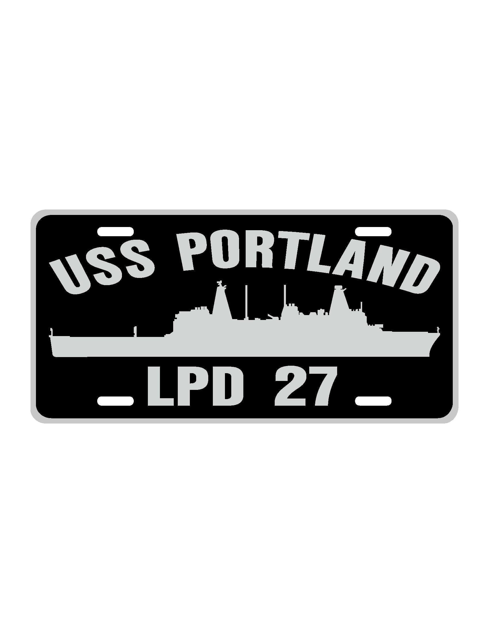 USS PORTLAND LPD 27 Aluminum License Plate Military Navy USN Car Truck ...