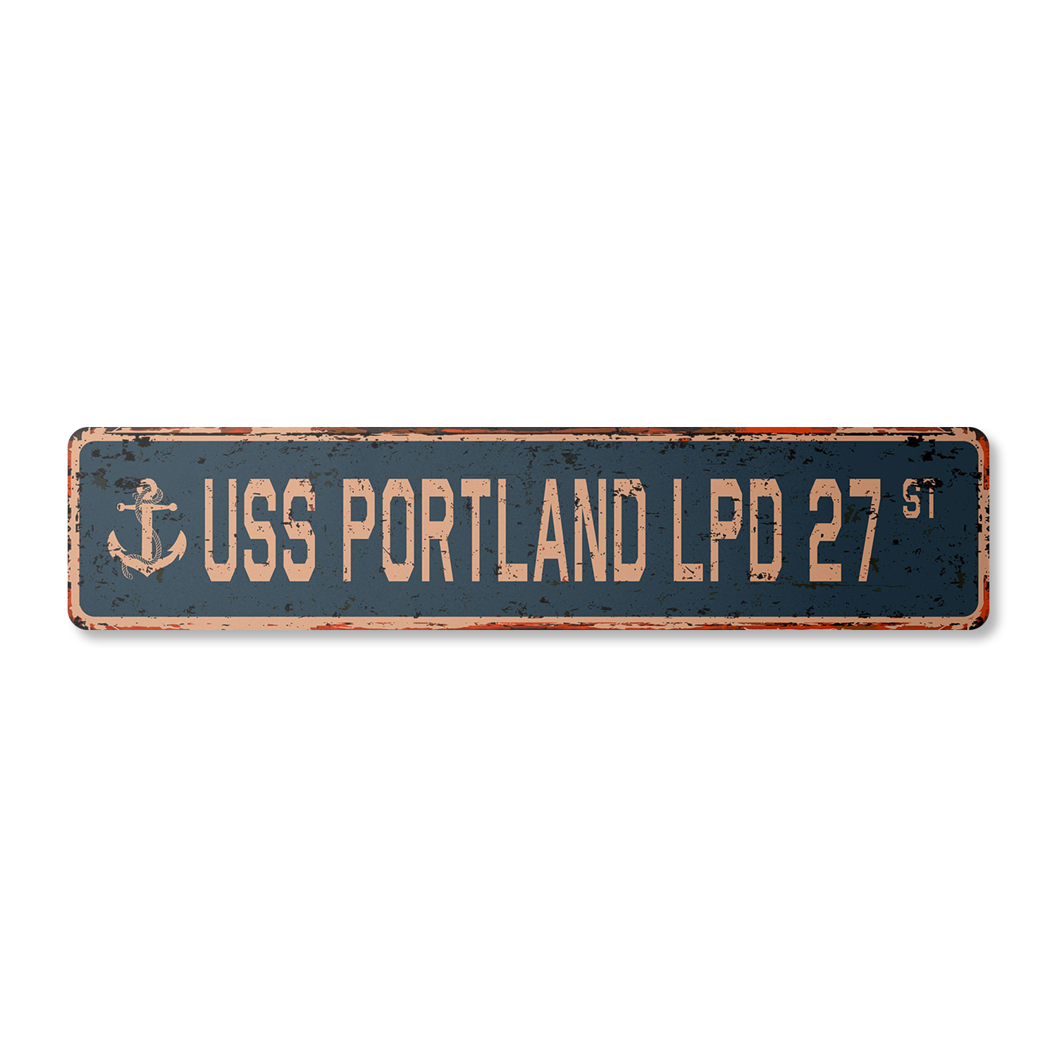 USS PORTLAND LPD 27 Vintage Aluminum Street Sign us navy ship veteran ...