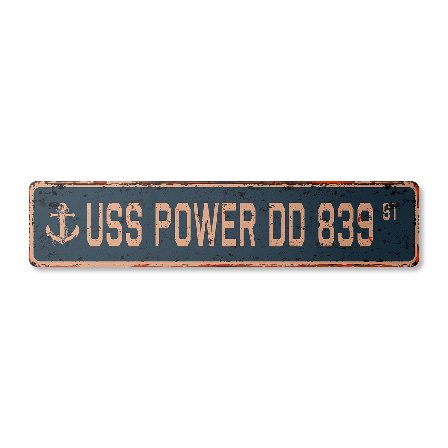 USS POWER DD 839 Vintage Plastic Street Sign us navy ship veteran ...