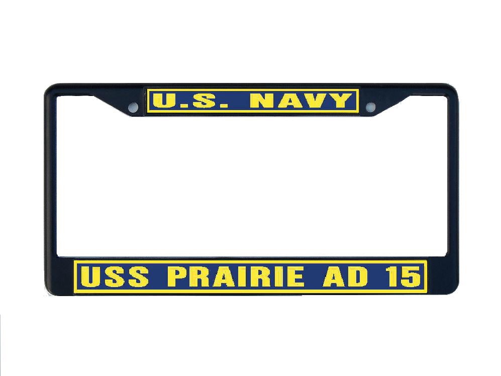 USS PRAIRIE AD 15 License Plate Frame Black Metal Military Navy USN Car ...