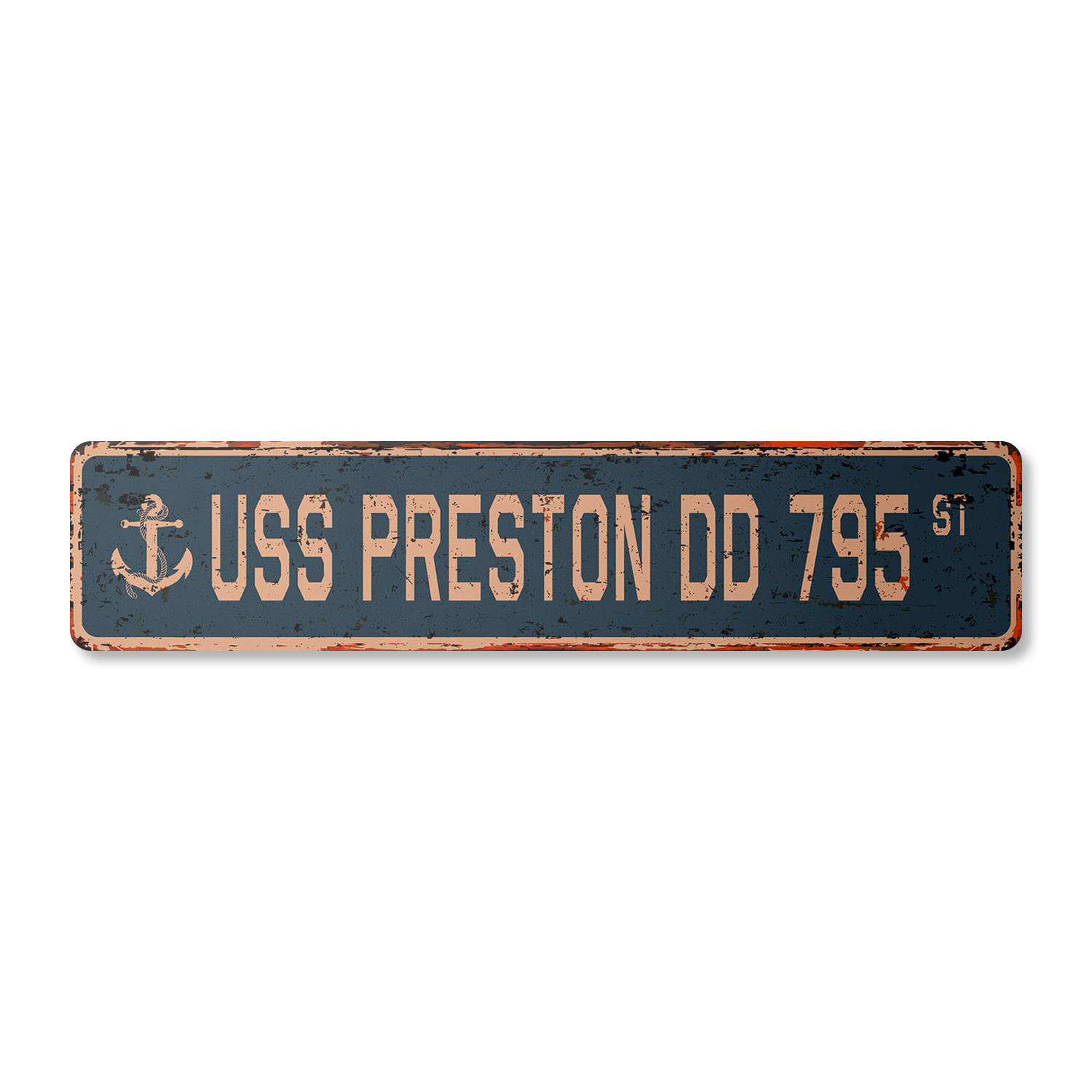 USS PRESTON DD 795 Vintage Plastic Street Sign us navy ship veteran ...