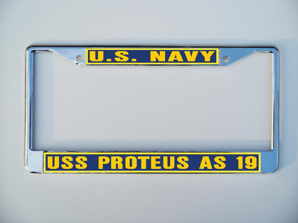 USS PROTEUS AS 19 License Plate Frame Chrome Metal Military Navy USN ...