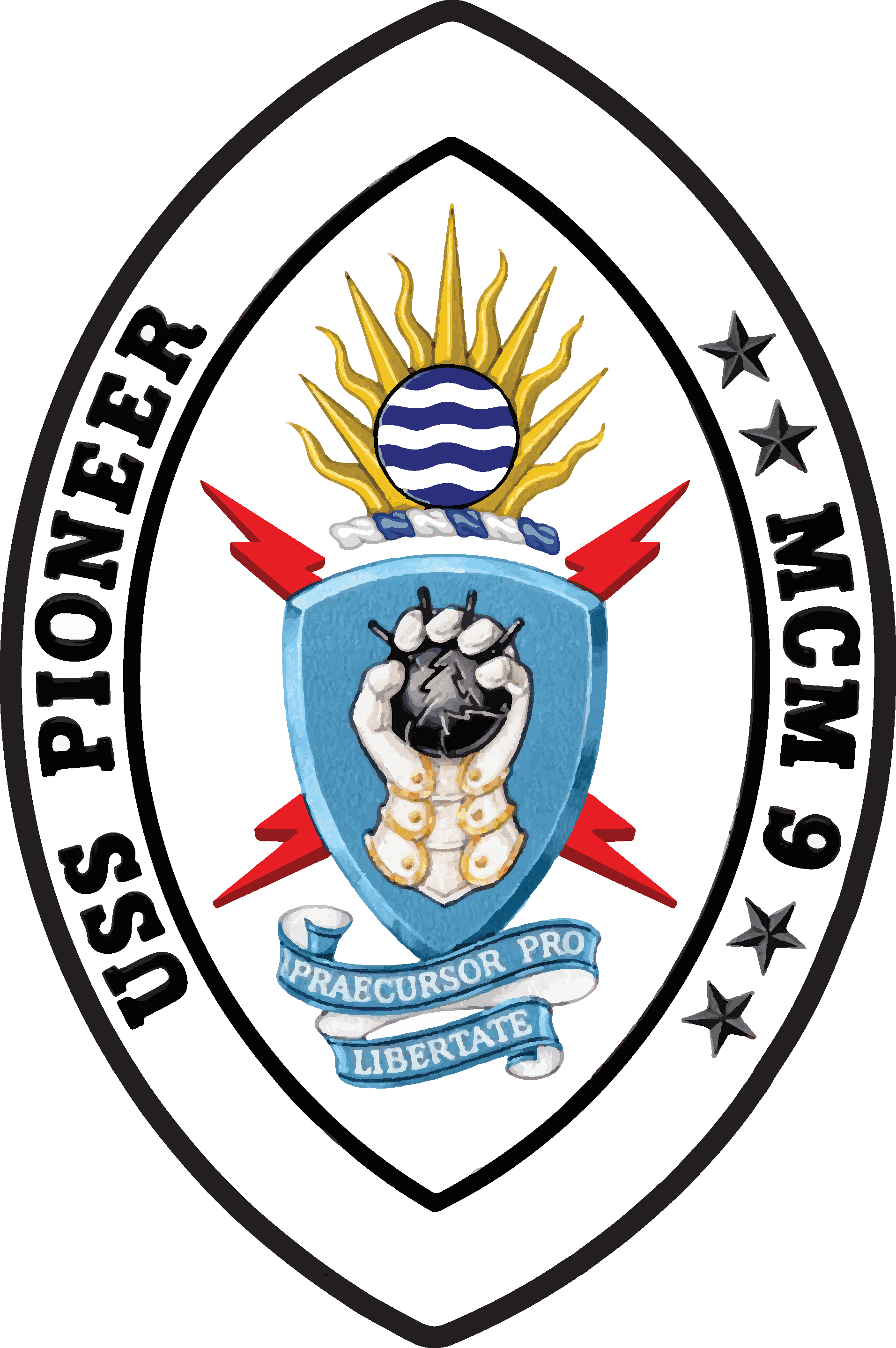 USS Pioneer MCM-9 Badge Sticker Decal Avenger Class Mine ...