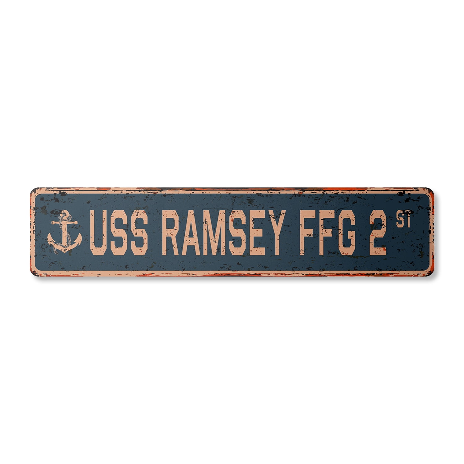 USS RAMSEY FFG 2 Vintage Plastic Street Sign us navy ship veteran ...
