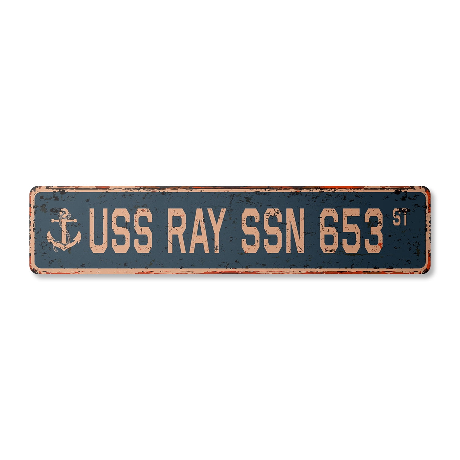 USS RAY SSN 653 Vintage Plastic Street Sign us navy ship veteran sailor ...