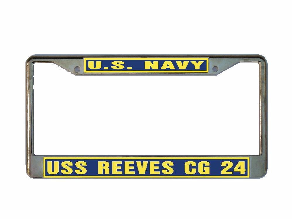 USS REEVES CG 24 License Plate Frame Gold Chrome Metal Military Navy ...