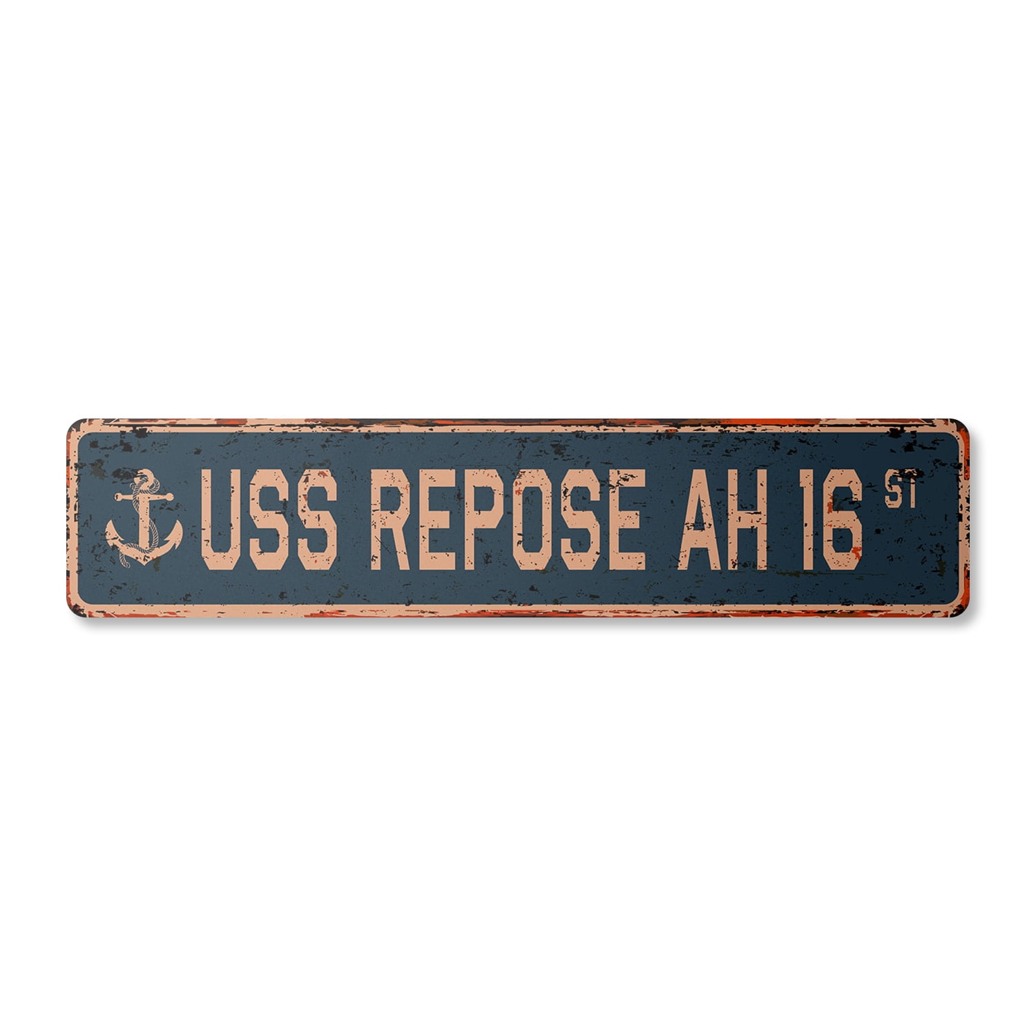 USS REPOSE AH 16 Vintage Aluminum Street Sign us navy ship veteran ...