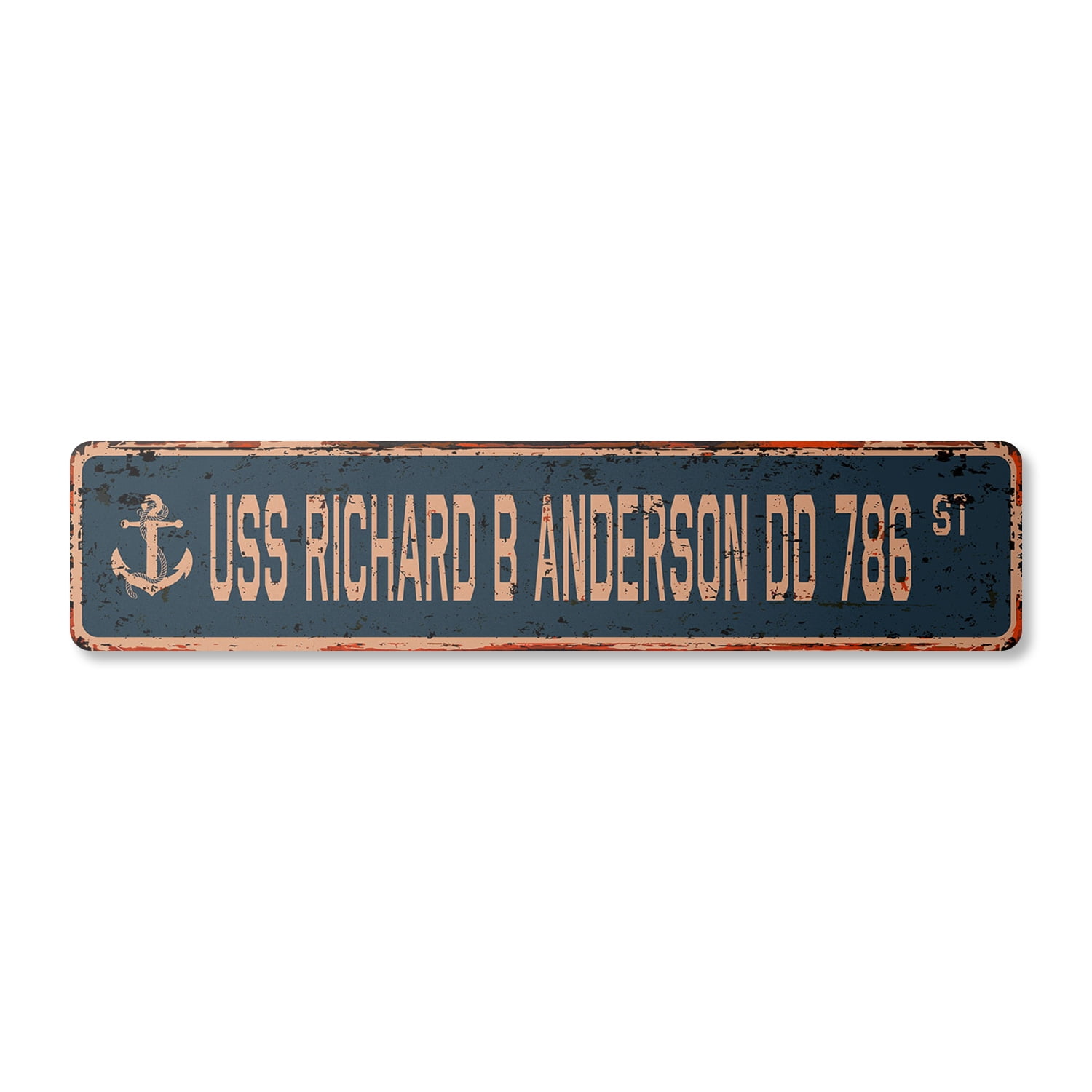 USS RICHARD B ANDERSON DD 786 Vintage Plastic Street Sign us navy ship ...