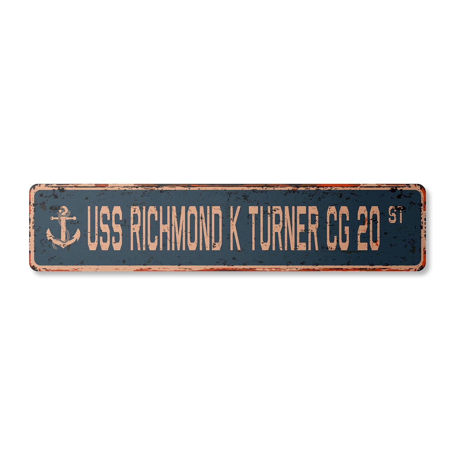 USS RICHMOND K TURNER CG 20 Vintage Aluminum Street Sign us navy ship veteran sailor rustic ...