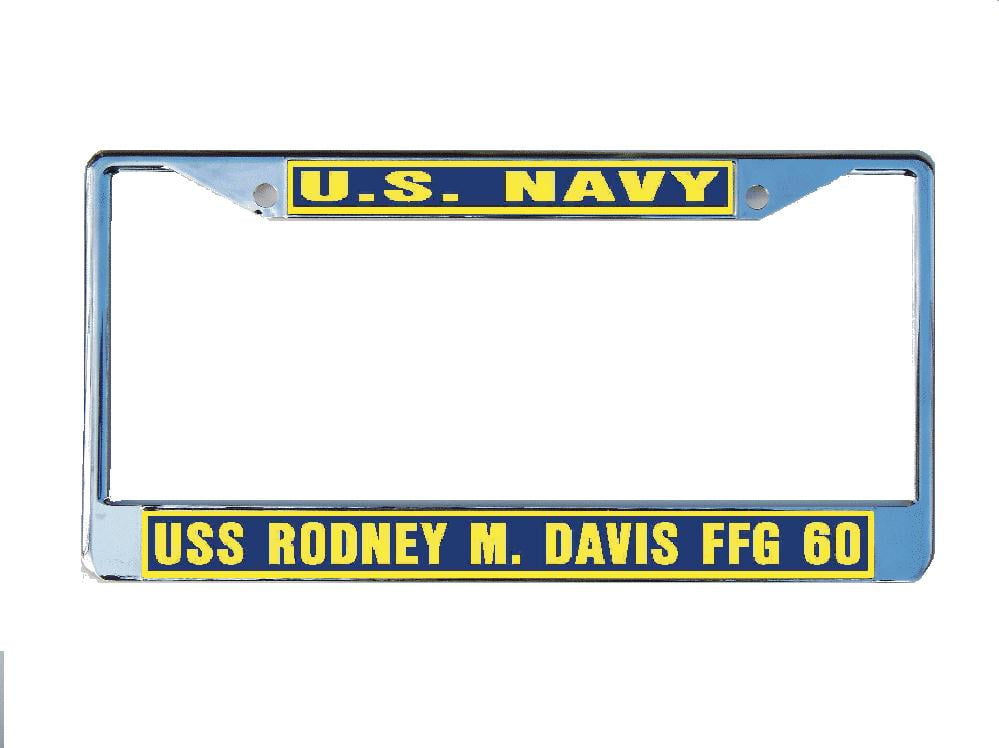 USS RODNEY M DAVIS FFG 60 License Plate Frame Chrome Metal Military ...