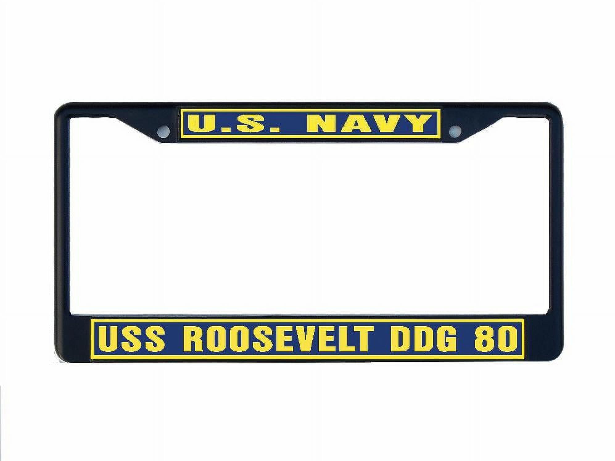 USS ROOSEVELT DDG 80 License Plate Frame Black Metal Military Navy USN ...
