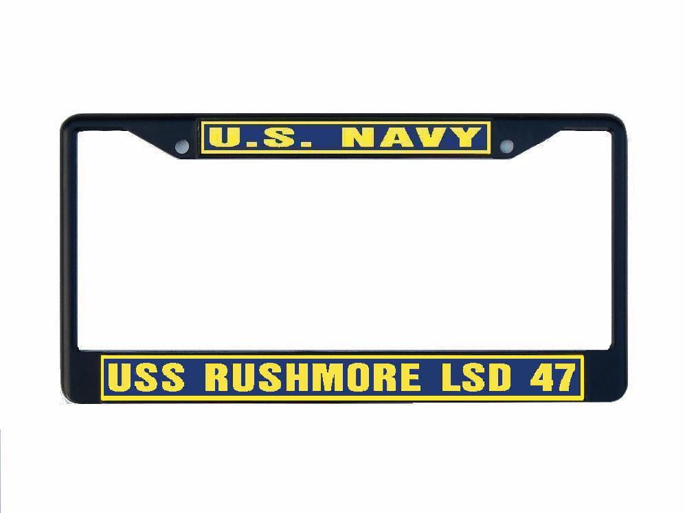 USS RUSHMORE LSD 47 License Plate Frame Black Metal Military Navy USN ...