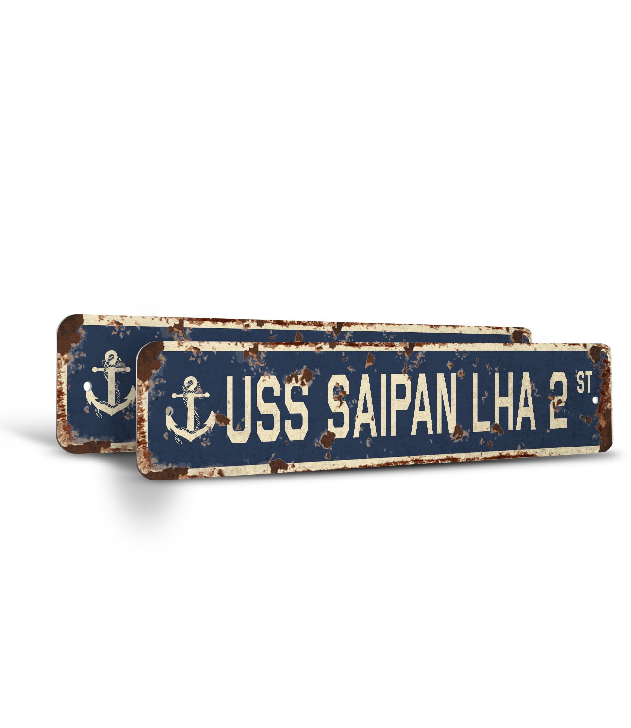 USS SAIPAN LHA 2 Vintage Style Rustic Street Sign – (2 Pack) Us Navy ...