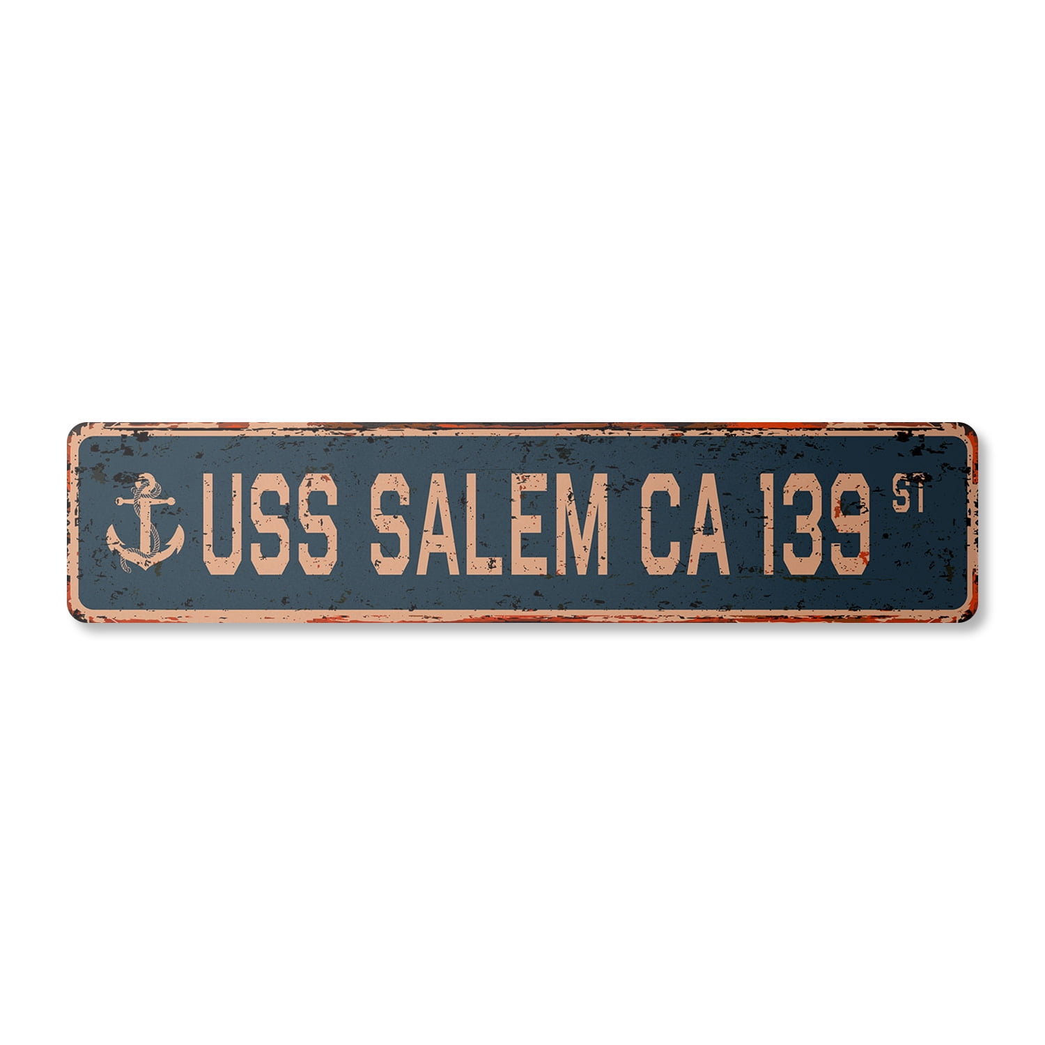 USS SALEM CA 139 Vintage Plastic Street Sign us navy ship veteran ...