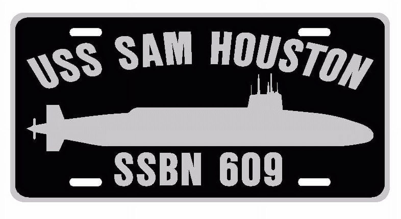 USS SAM HOUSTON SSBN 609 Aluminum License Plate Military Navy USN Car ...
