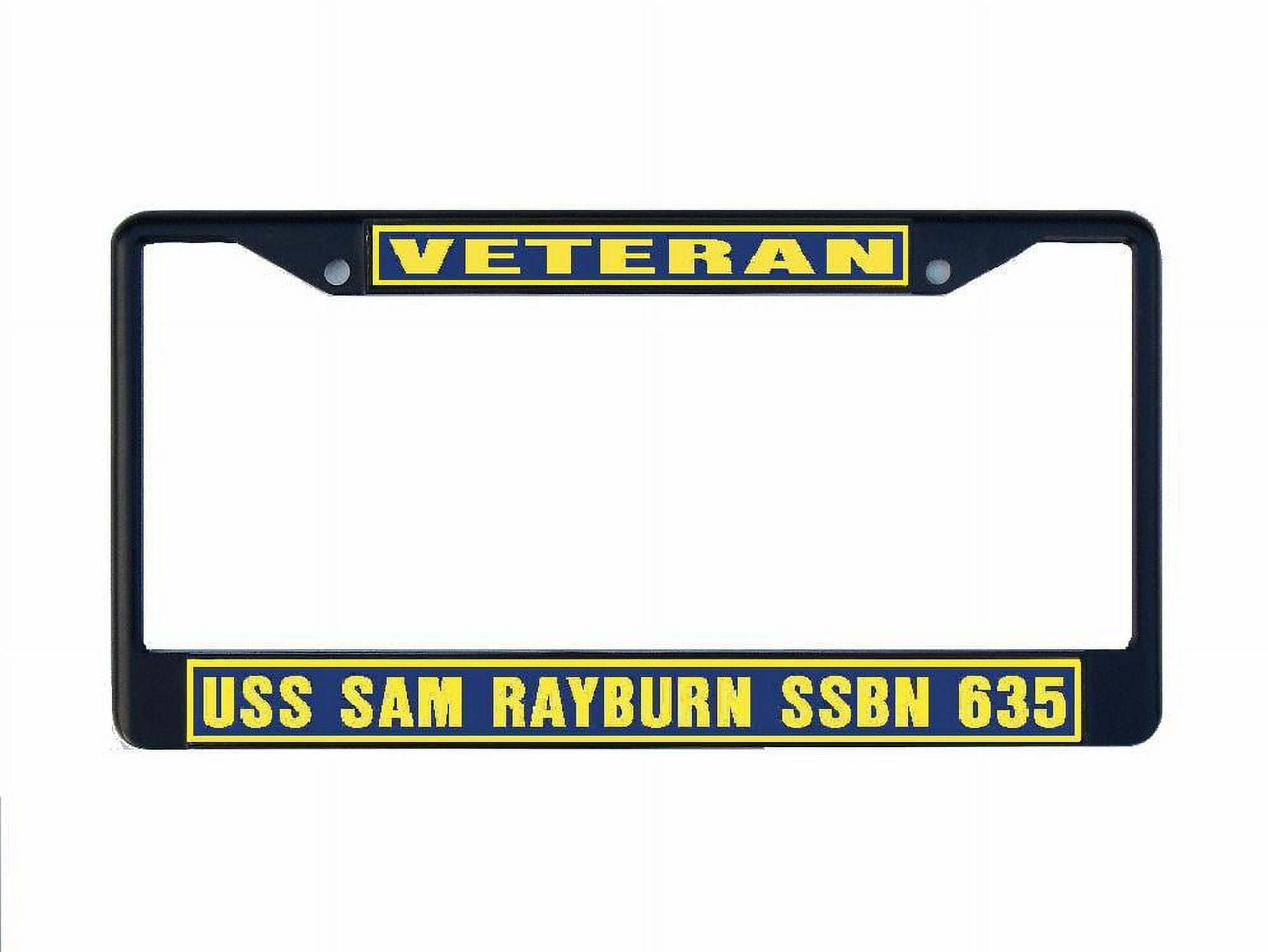 USS SAM RAYBURN SSBN 635 License Plate Frame Black Metal Military Navy ...