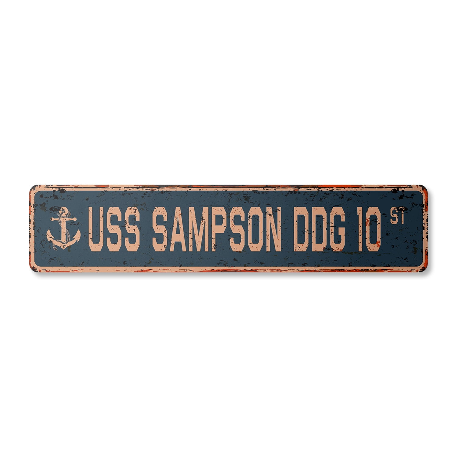 USS SAMPSON DDG 10 Vintage Plastic Street Sign us navy ship veteran ...