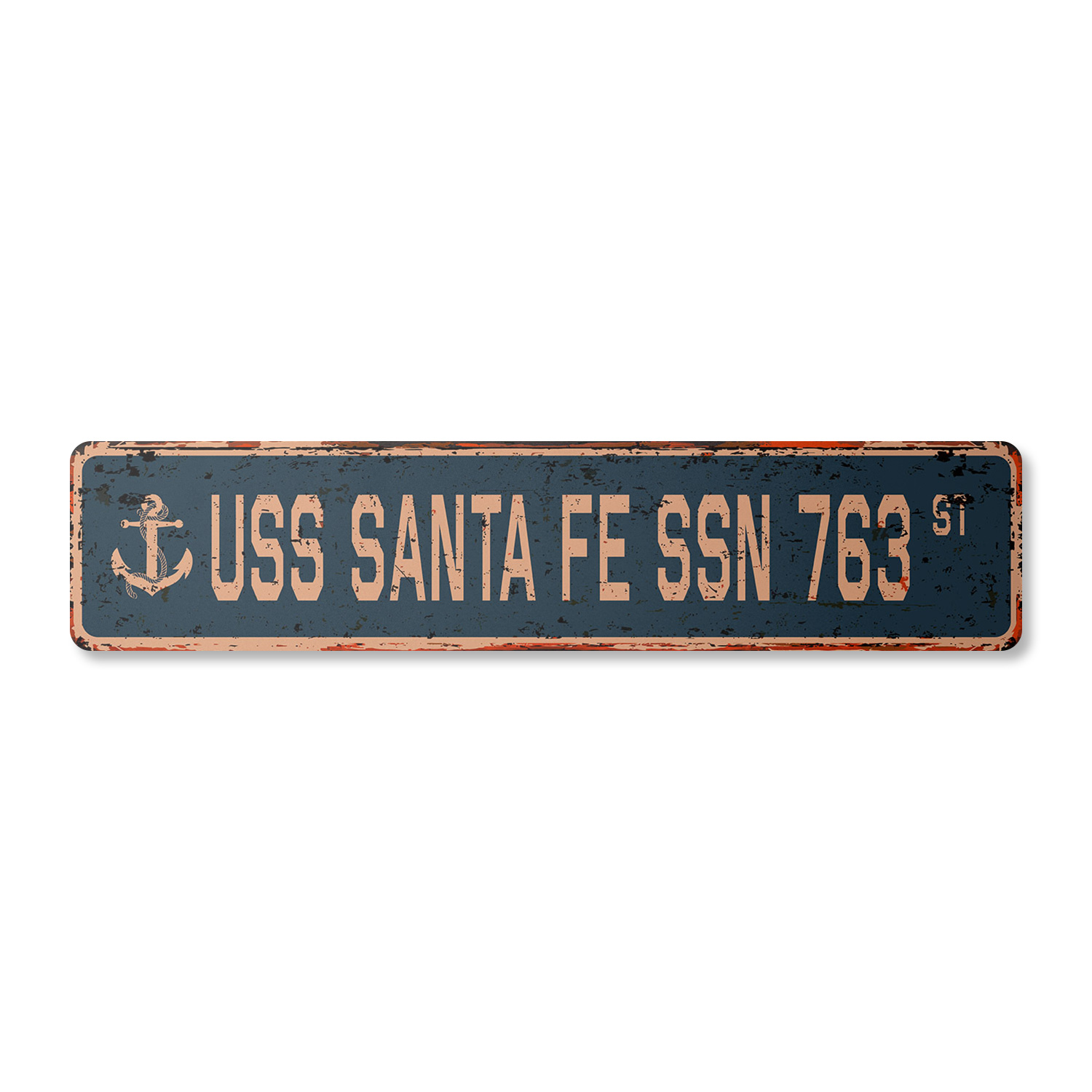 USS SANTA FE SSN 763 Vintage Aluminum Street Sign us navy ship veteran ...