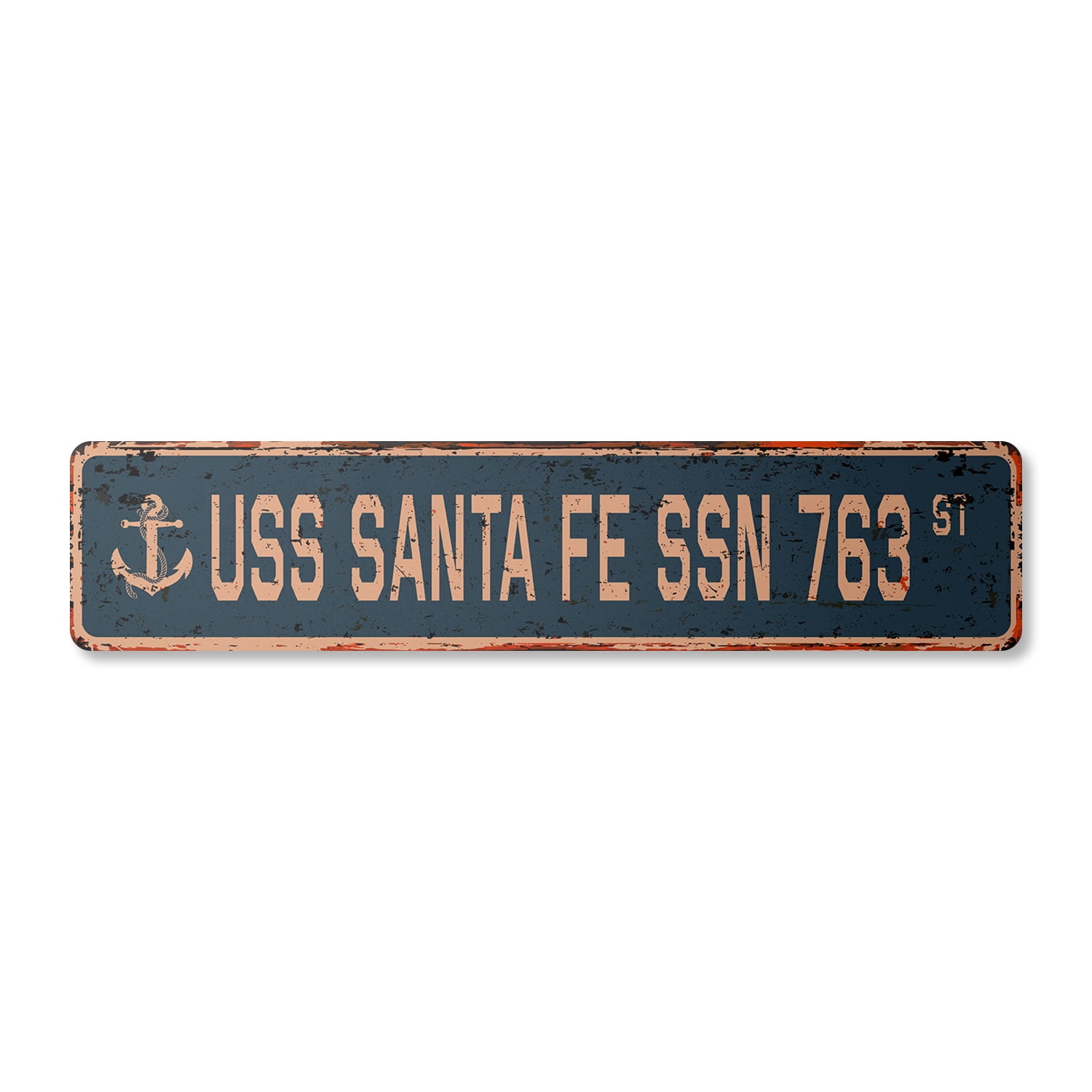 USS SANTA FE SSN 763 Vintage Plastic Street Sign us navy ship veteran ...