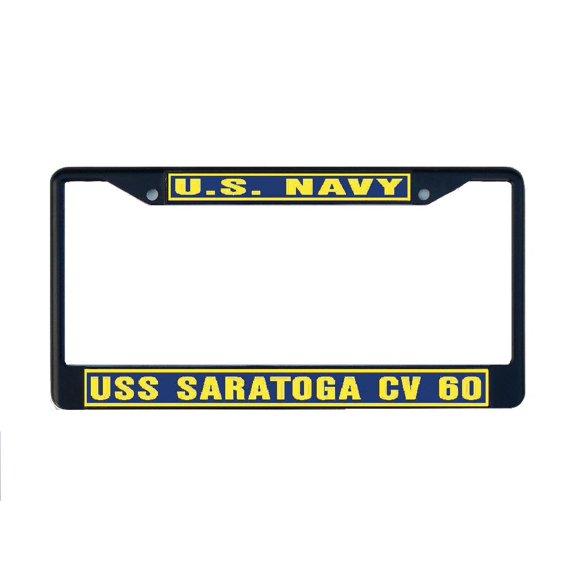 USS SARATOGA CV 60 License Plate Frame Black Metal Military Navy USN ...