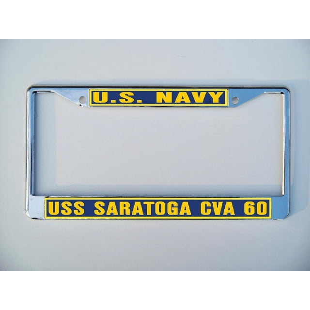 USS SARATOGA CVA 60 License Plate Frame Chrome Metal Military Navy USN ...
