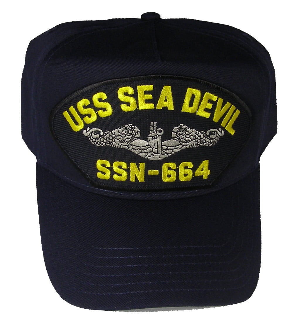 USS SEA DEVIL SSN-664 HAT With Silver Dolphins - Navy Blue - Veteran ...