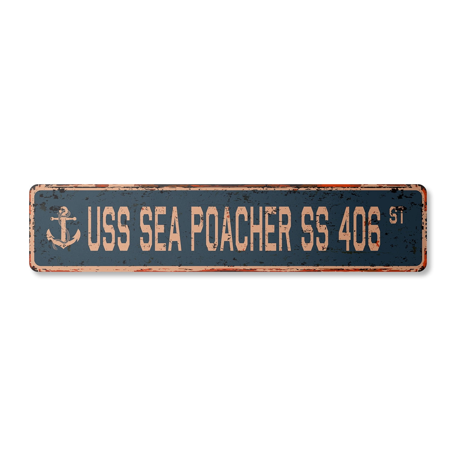 USS SEA POACHER SS 406 Vintage Plastic Street Sign us navy ship veteran ...