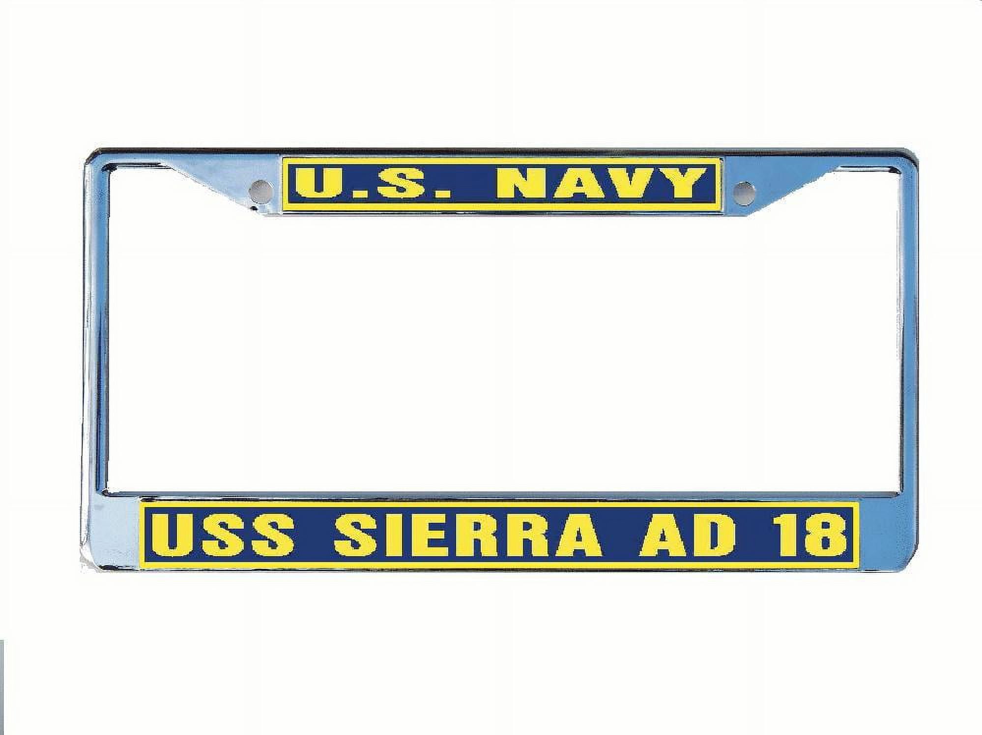 USS SIERRA AD 18 License Plate Frame Chrome Metal Military Navy USN Car ...