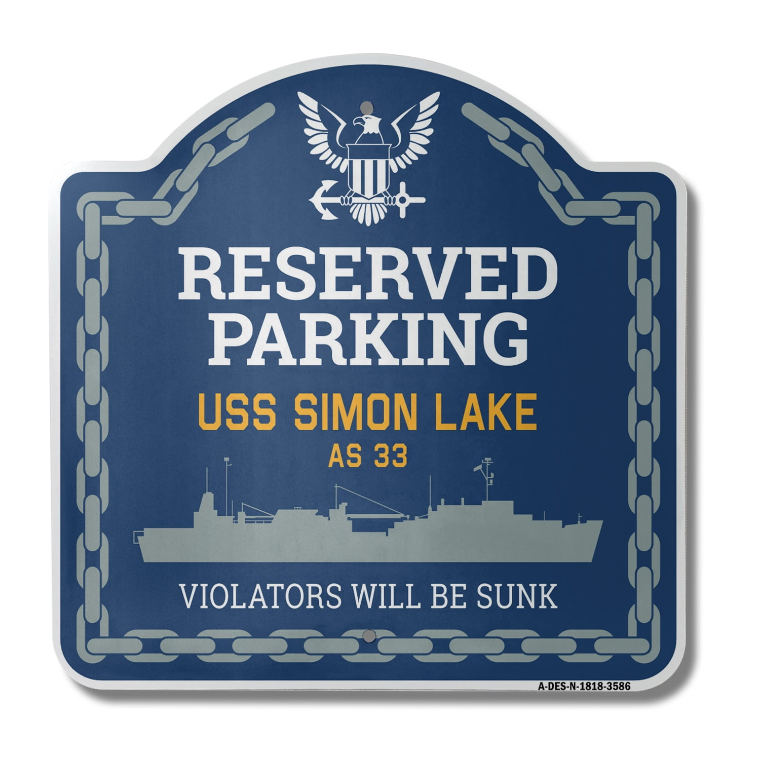 USS SIMON LAKE AS 33 | 18" X 18" Heavy-Gauge Aluminum Architectural ...