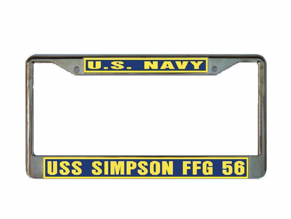 USS SIMPSON FFG 56 License Plate Frame Gold Chrome Metal Military Navy ...