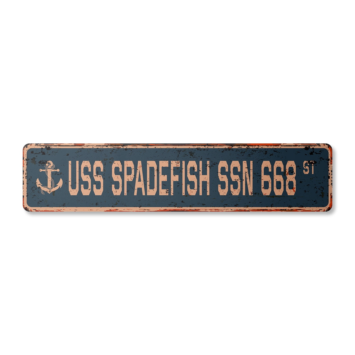 USS SPADEFISH SSN 668 Vintage Plastic Street Sign us navy ship veteran ...
