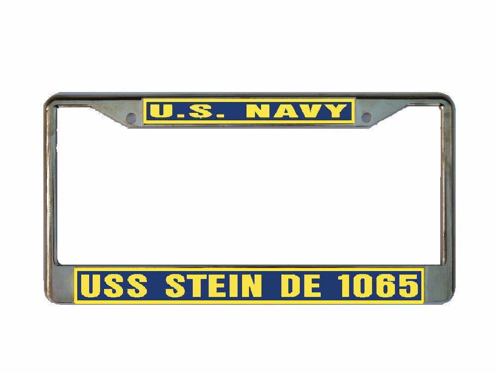 USS STEIN DE 1065 License Plate Frame Gold Chrome Metal Military Navy ...