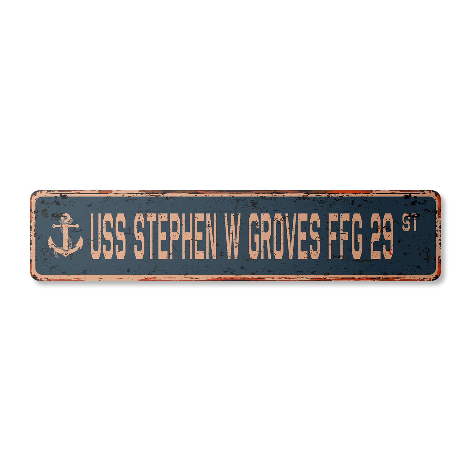 USS STEPHEN W GROVES FFG 29 Vintage Aluminum Street Sign us navy ship ...