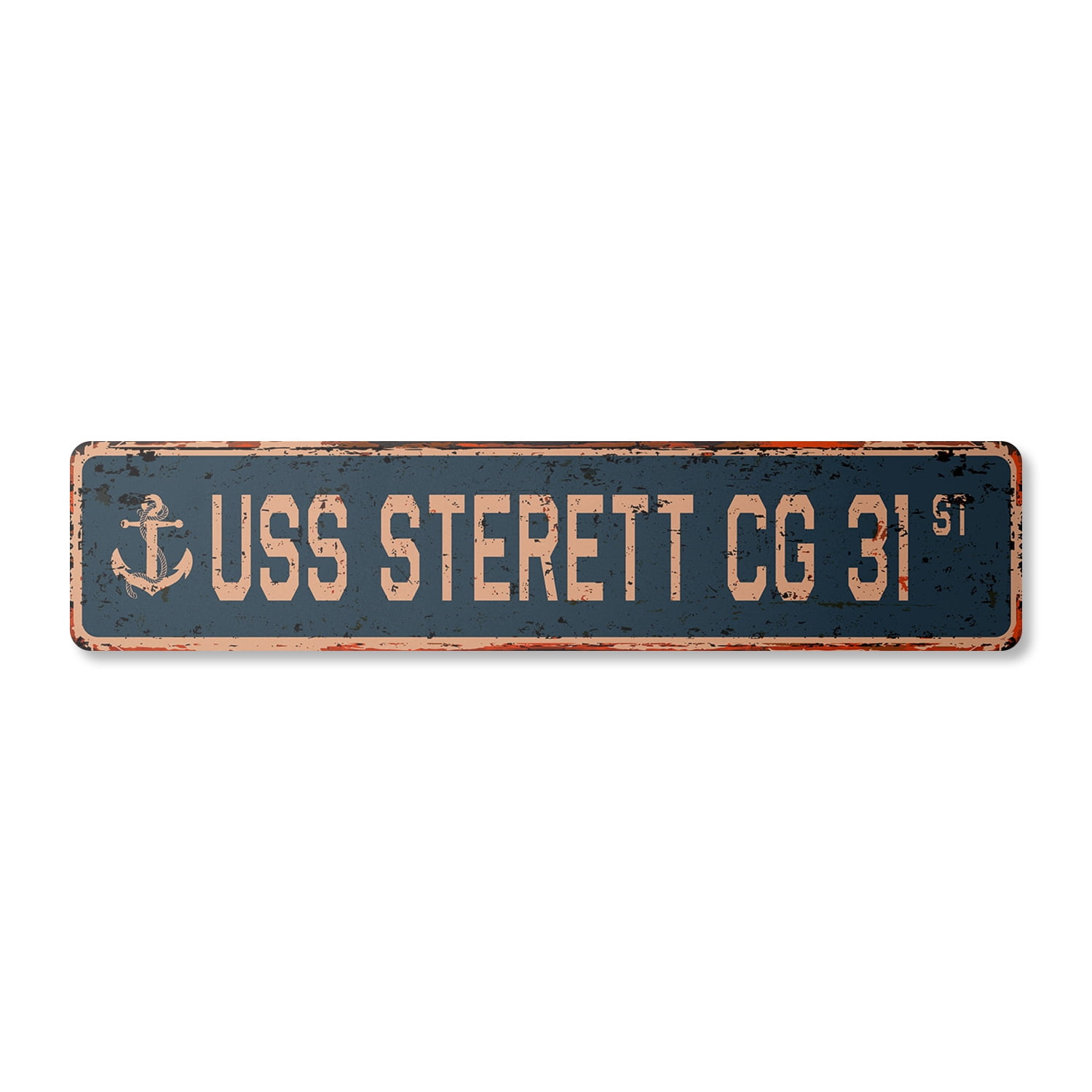 USS STERETT CG 31 Vintage Plastic Street Sign us navy ship veteran ...