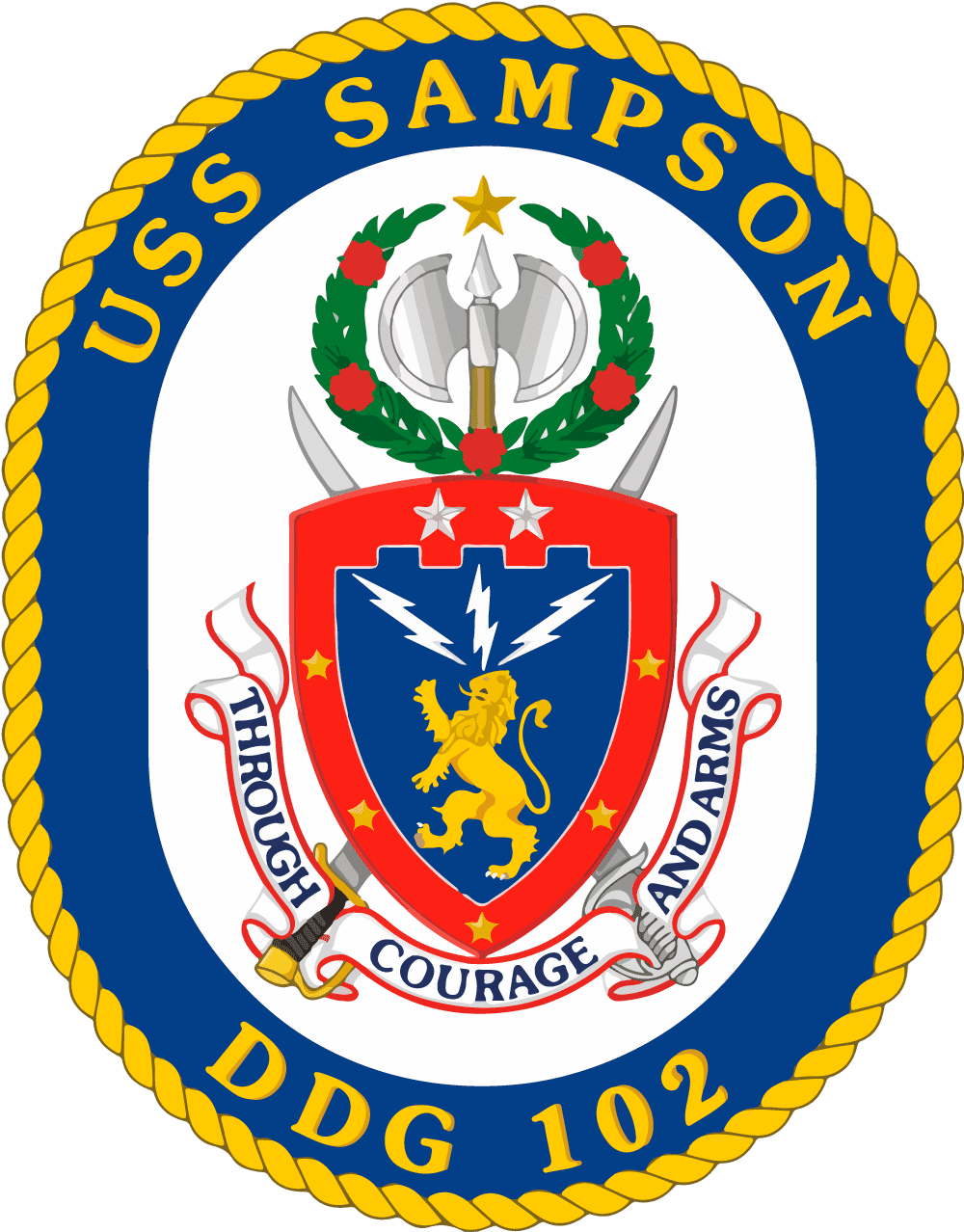 USS Sampson DDG-102 Badge Sticker Decal Arleigh Burke Class Destroyer ...