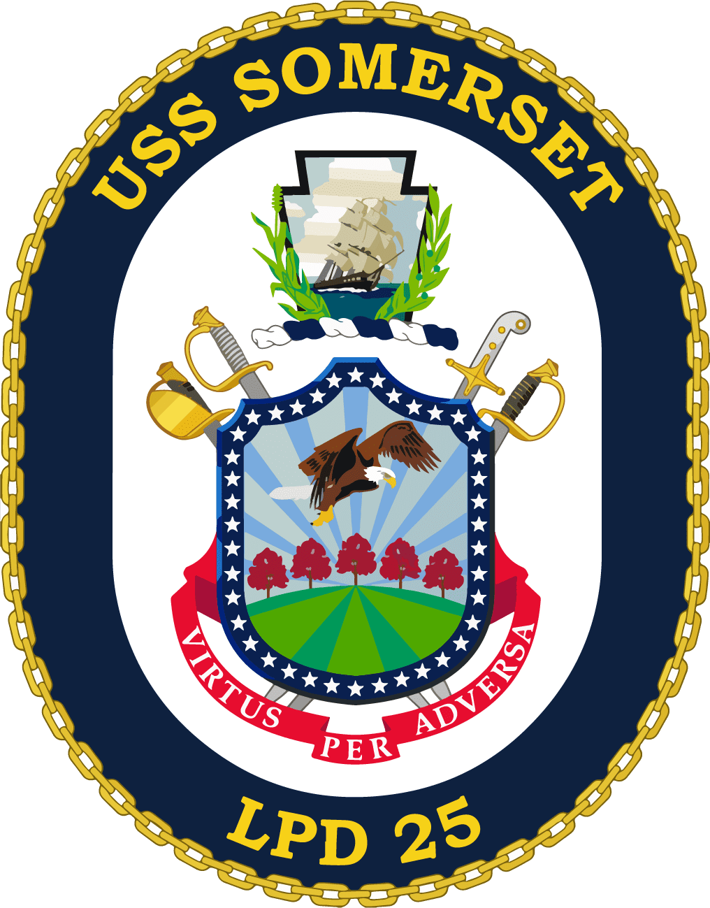 USS Somerset LPD-25 Badge Sticker Decal San Antonio Class Amphibious ...