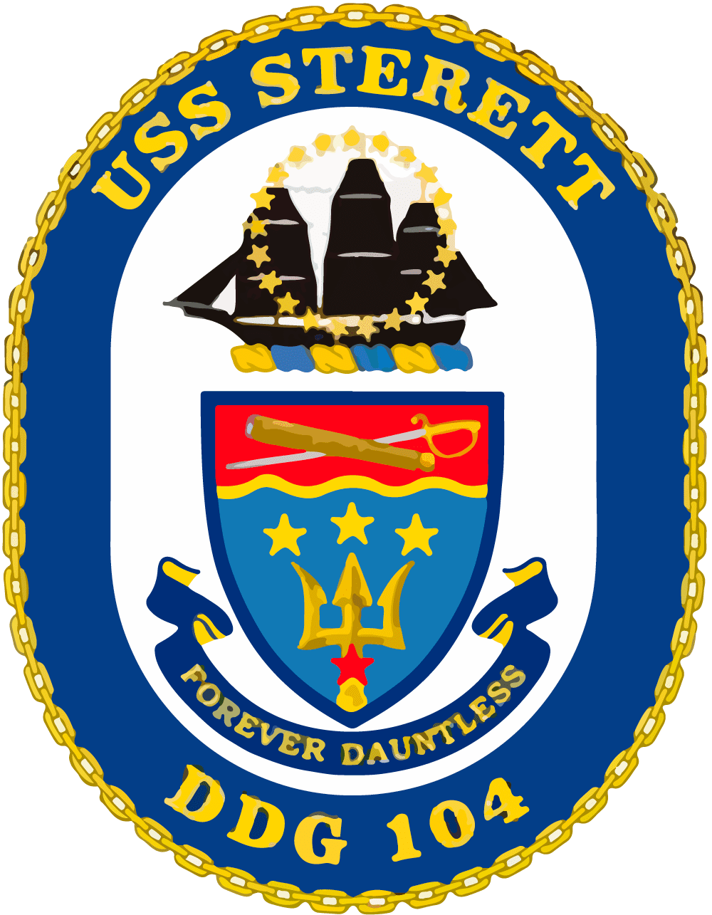 USS Sterett DDG-104 Badge Sticker Decal Arleigh Burke Class Destroyer ...