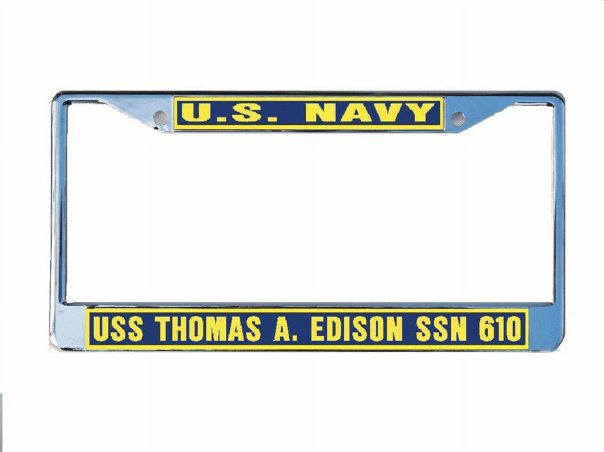 USS THOMAS A. EDISON SSN 610 License Plate Frame Chrome Metal Military ...