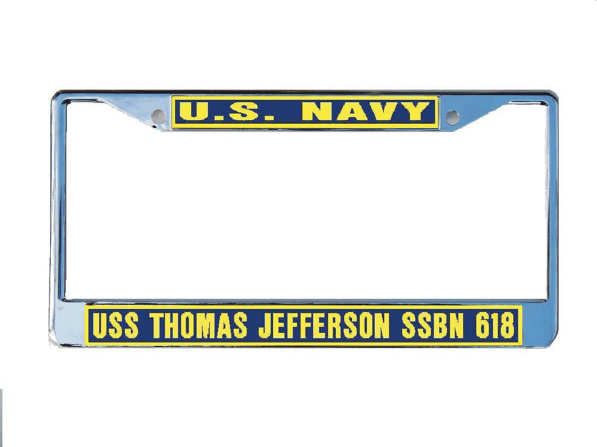 USS THOMAS JEFFERSON SSBN 618 License Plate Frame Chrome Metal Military ...
